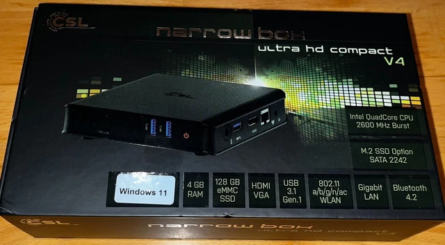 CSL COMPUTER MINI PC Narrow Box Ultra HD Compact v4 Intel® Celeron ...