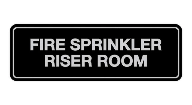 STANDARD FIRE SPRINKLER Riser Room Sign Black/Silver - Medium 1 Pack £ ...