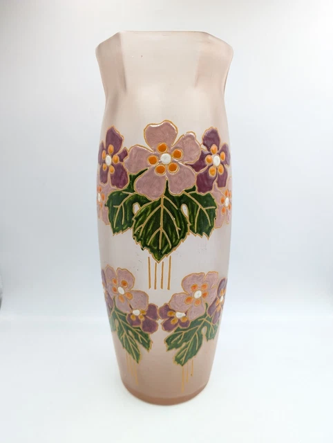 VASE ANCIEN VERRE émaillé Art Nouveau décor de Fleurs Signé LEGRAS EUR 380,00 - PicClick FR