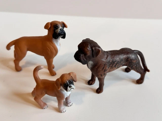 SCHLEICH DOG BOXER Family 16389 16390 16391 Retired 2013-16 Farm Pet ...