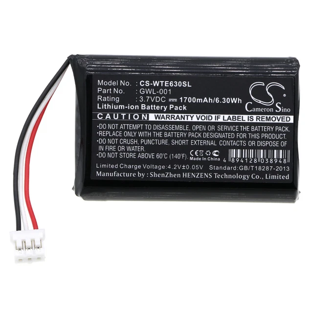 BATTERIE 1700MAH GWL-001 For Wacom Airliner WS100 Tablet, CTE-620BT CTE ...