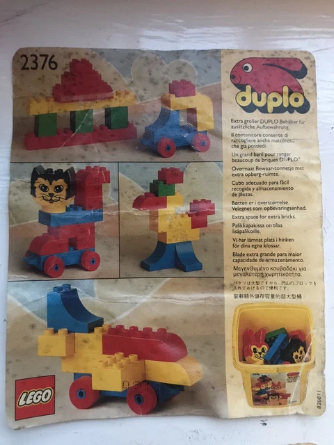 LEGO DUPLO SET 2376 Basic Bucket **COMPLETE** with 3 animal heads ...