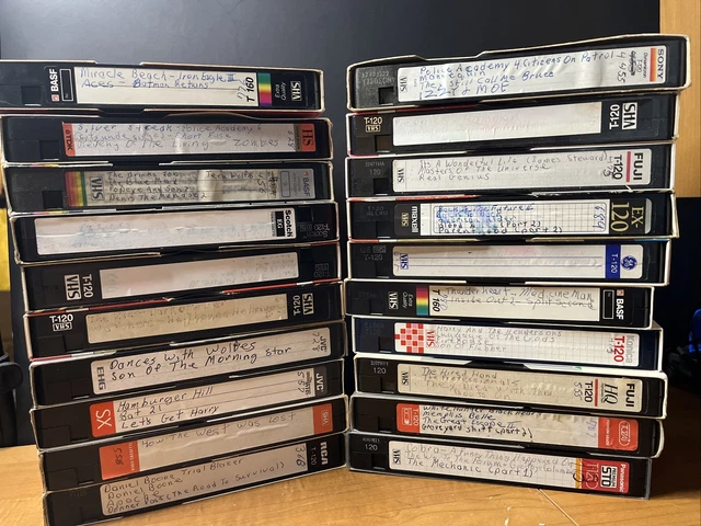 LOT OF 20 Used Blank VHS Tapes-Labels Showing Various Movies- See ...