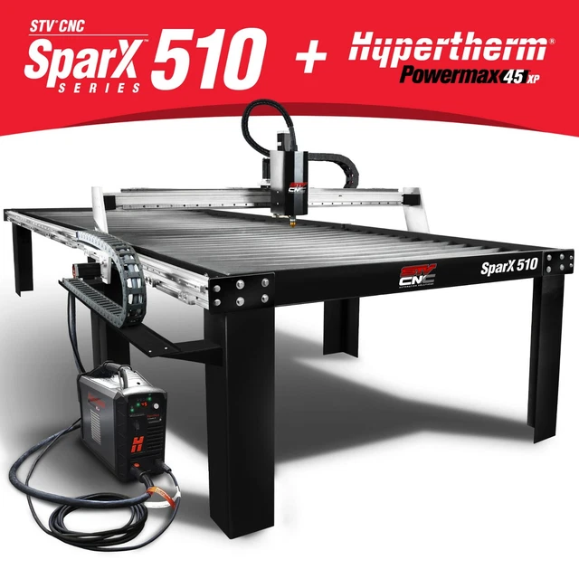 STV CNC 5X10 Plasma Cutting Table with Hypertherm Powermax45 XP Machine ...