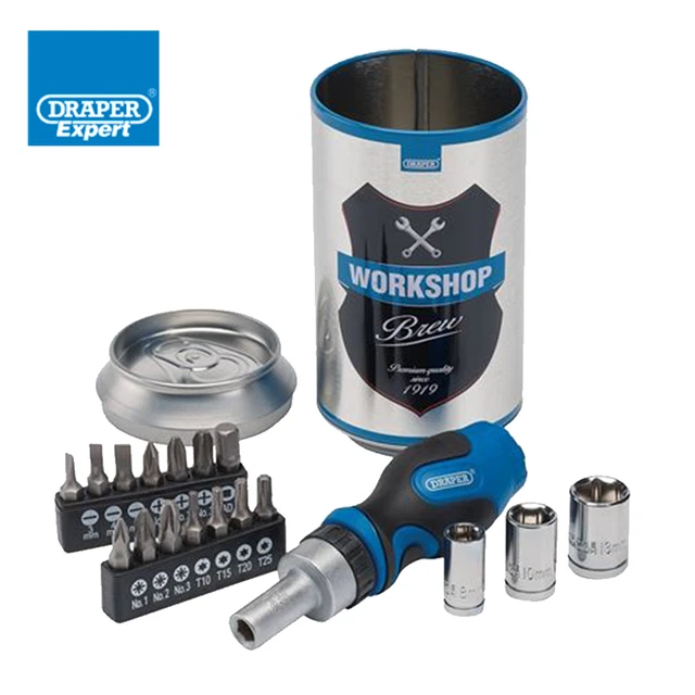 DRAPER TOOLS WERKSTATT Stubby Ratsche Schraubendreher und Bit-Set 18 ...