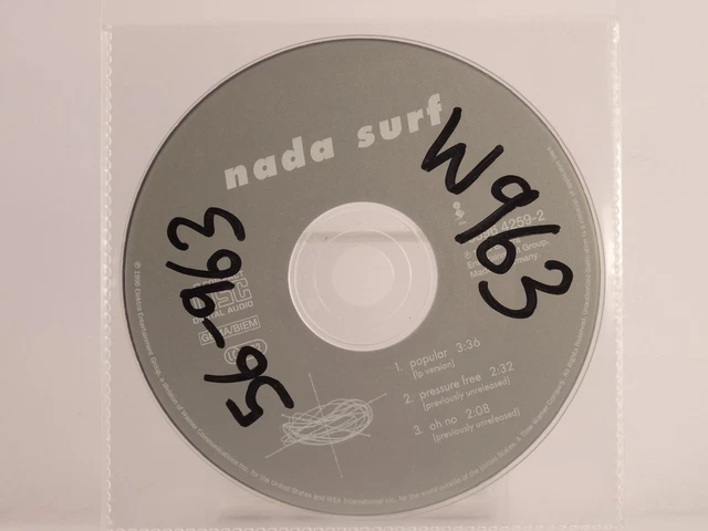 NADA SURF POPULAR/PRESSURE FREE (X2) 3 pistes CD pochette plastique ...