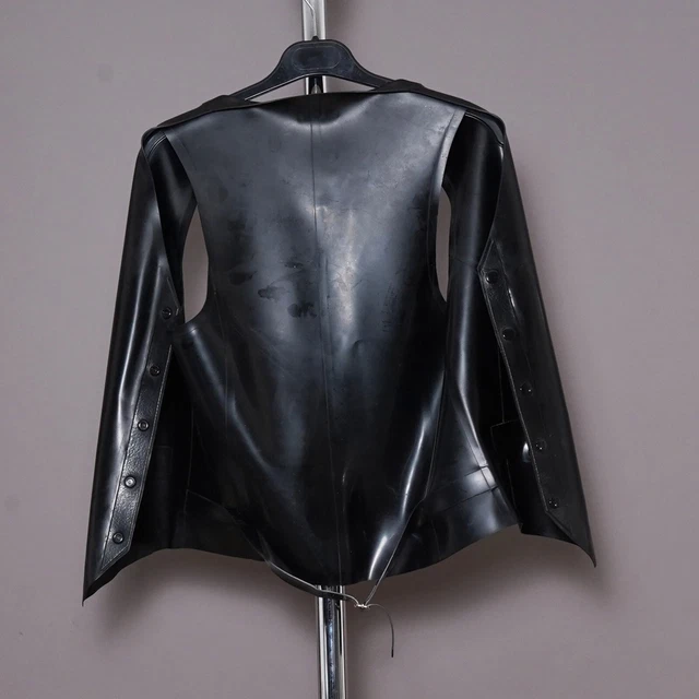 LIBIDEX MENS BLACK Latex Waistcoat MEDIUM Mens Rubber Snap Fasten ...
