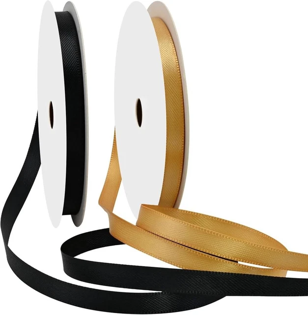 2 ROLLS RED Black Satin Ribbon 3/8 Inch Total 30 Yards Double Faced ...