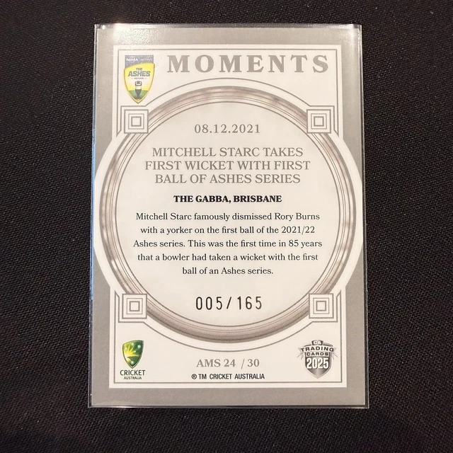 2025/26 CRICKET TRADERS Ashes Moments AMS 24 Starc First Ball LOW 005/165 Silver £23.80 ...