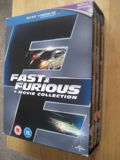 FAST & FURIOUS 7-Movie Collection Blu Ray Box Set All Mint Discs Free P ...