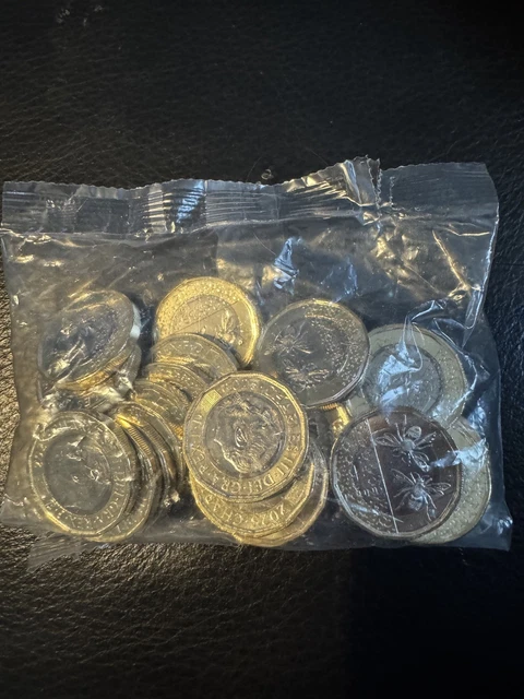 2025 KING CHARLES £1 Bee Coins Full Sealed Bag Of Uncirculated Coins ...