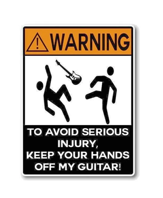 HANDS OFF MY Guitar Sticker 2 Warning Labels Tool box Man Cave Car ...