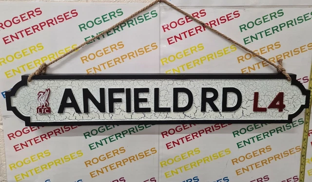 LIVERPOOL FOOTBALL CLUB Anfield Road Jumbo Wooden Street Sign w LFC ...