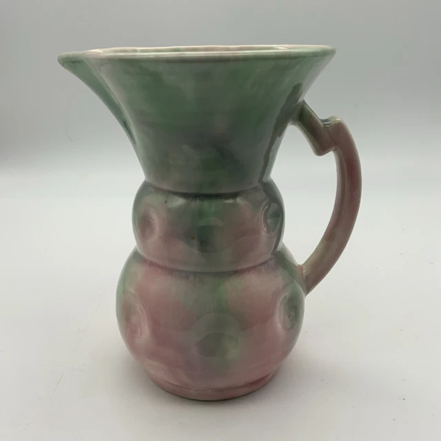 VINTAGE SYLVAC JUG Pink Green Dimpled Art Deco 15cm H 1920s 30s Retro ...