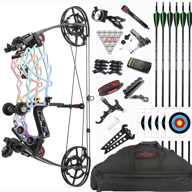 MINI COMPOUND BOW 40-75lbs 340FPS Steel Ball Archery Target Shooting ...