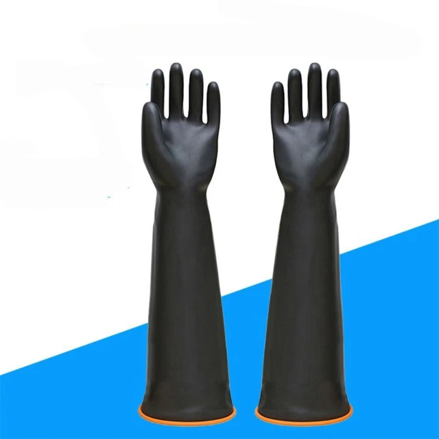 REUSABLE CHEMICAL RESISTANT Gloves Heavy Duty Latex Gauntlets for Car ...