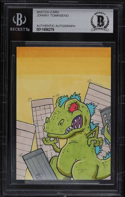 CARTE CROQUIS ARTISTIQUE originale Nickelodeon Reptar Rats Godzilla 1/1 ...