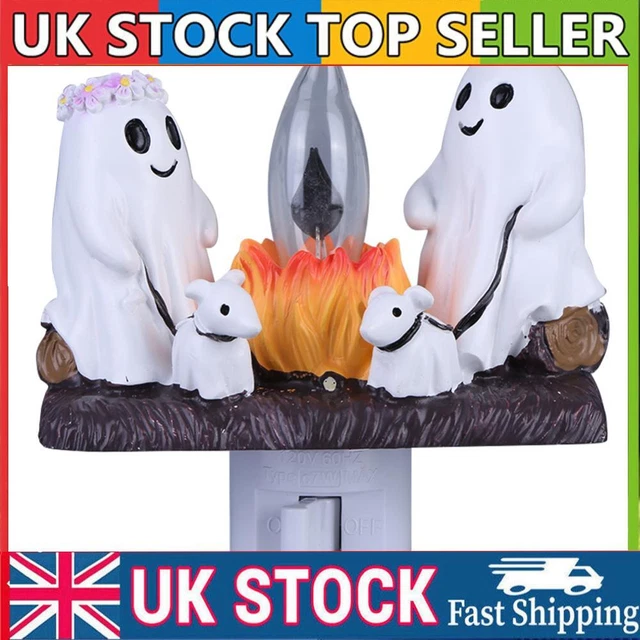 SPOOKY LIGHTS CANDLES Cute Dusk To Dawn LED Lamps Ghost Halloween Night ...