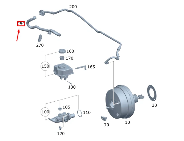 MERCEDES-BENZ GLE W167 Brake Booster Vacuum Line A1674301900 NEW ...