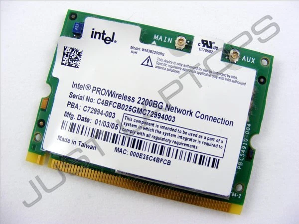 CARTE WIFI INTEL PRO/Sans fil 2200BG Mini PCI WM3B2200BG Advent 7110 ...