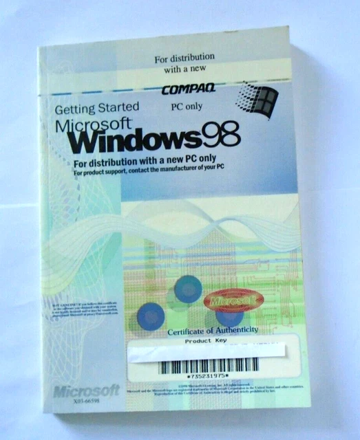 MICROSOFT WINDOWS 98 Manual & Product Key - No Cd-Rom £7.64 - PicClick UK