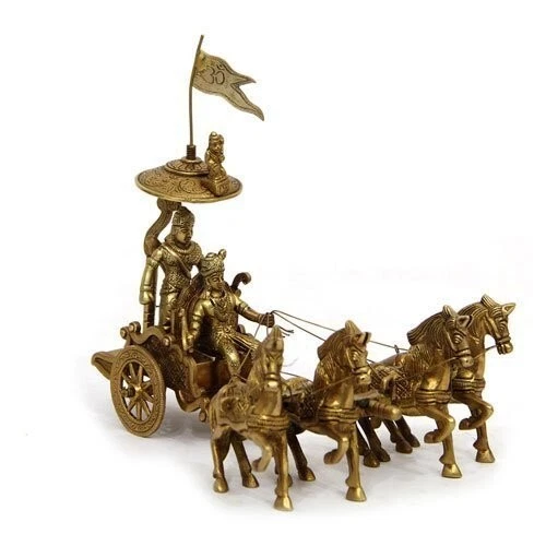 LAITON KRISHNA ARJUN Rath Idol Mahabharat Statue Idol Murti Figurine ...