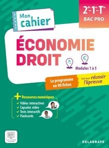 MON CAHIER DÉCONOMIE-DROIT 2de, 1re, Tle Bac Pro (20... | Livre | état ...