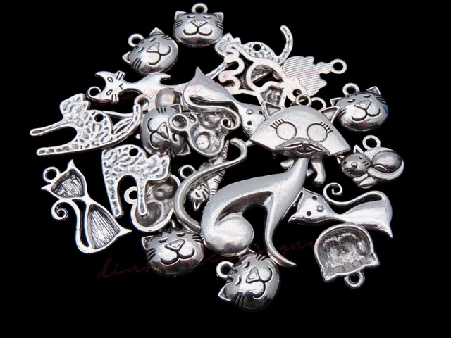 30G TIBETAN SILVER CAT CHARM MIX animal Pets Jewellery Pendant Charms ...