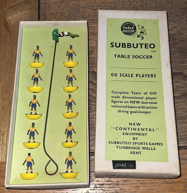 VINTAGE 1960 SUBBUTEO Table Soccer Football Team Brazil Original Box ...