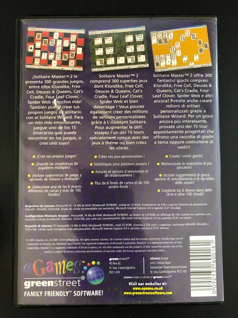 SOLITAIRE MASTER 2 - Videogioco PC CD-ROM arcade carte passatempo EUR 9 ...