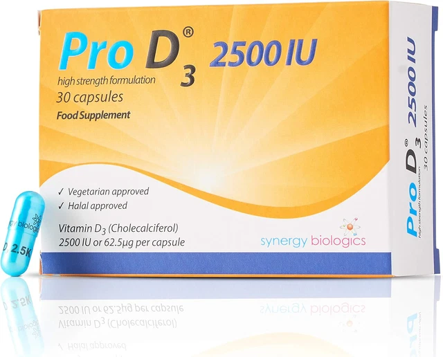 PRO D3 2500 IU Capsules | Premium Vitamin D3 | 30 Capsules | Gelatine ...