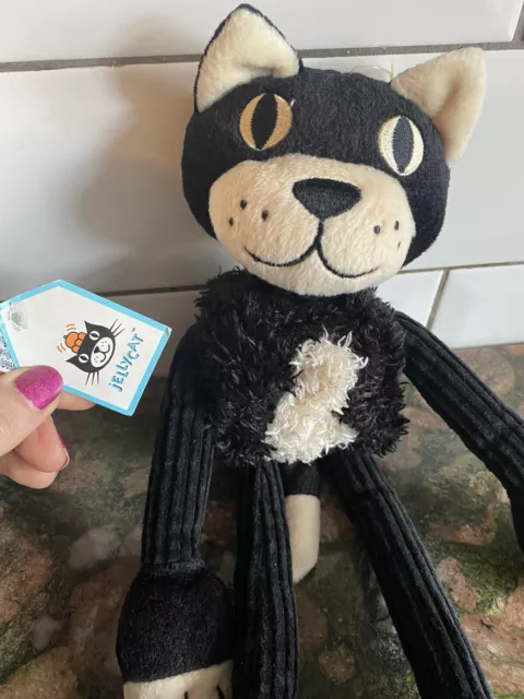Jellycat Logo Cat Plush Black And White Gangly Cat Felix Cat Rare And