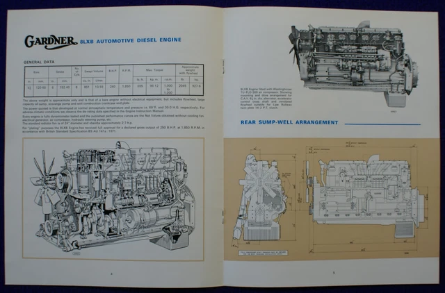 GARDNER ENGINES 240 8Lxb Diesel Truck Lorry Data Specification Brochure ...