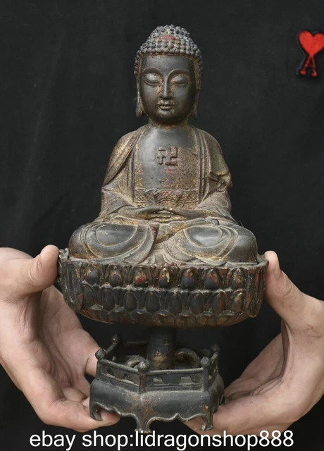 9.6 &STATUE DE bouddha en cuivre de Shakyamuni, Lotus l'antiquité chinoise EUR 264,00 - PicClick FR