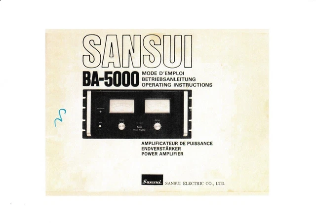FONCTIONNEMENT INSTRUCTIONS-BETRIEBSANLEITUNG POUR Sansui BA-5000 EUR 11,19 - PicClick FR