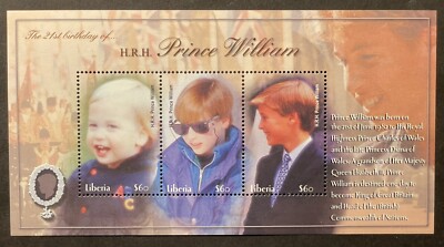 LIBERIA 21ST BIRTHDAY Of Hrh Prince William Stamps Sheet 2003 Mnh ...