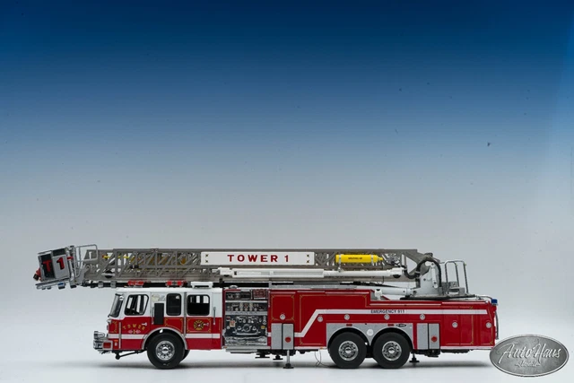 1/32 FRANKLIN MINT Fire Truck EMERGENCY ONE T-1 Platform TOWER As Is ...