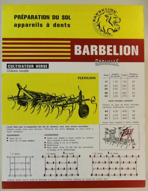 PROSPECTUS BROCHURE CARUELLE Barbelion herse tracteur tractor traktor ...