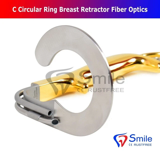 C CIRCULAR RING Breast Retractor Fiber Optics Gold Plated Care Breast ...