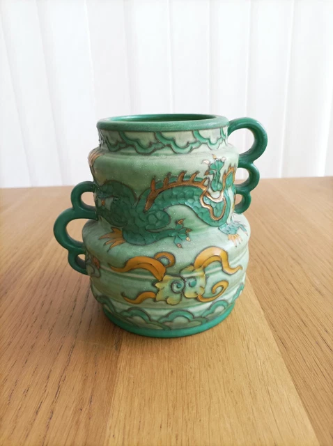ART DECO CROWN Ducal "Manchu Dragon" Shape 211 Vase - Charlotte Rhead £ ...