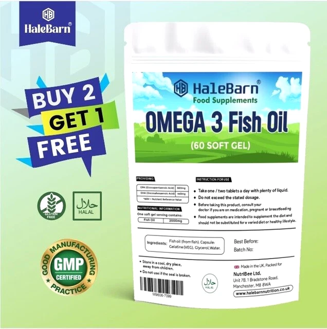 OMEGA 3 FISH Oil 60 Capsules - 3,000mg Daily Intake - Heart, Brain,Eyes ...