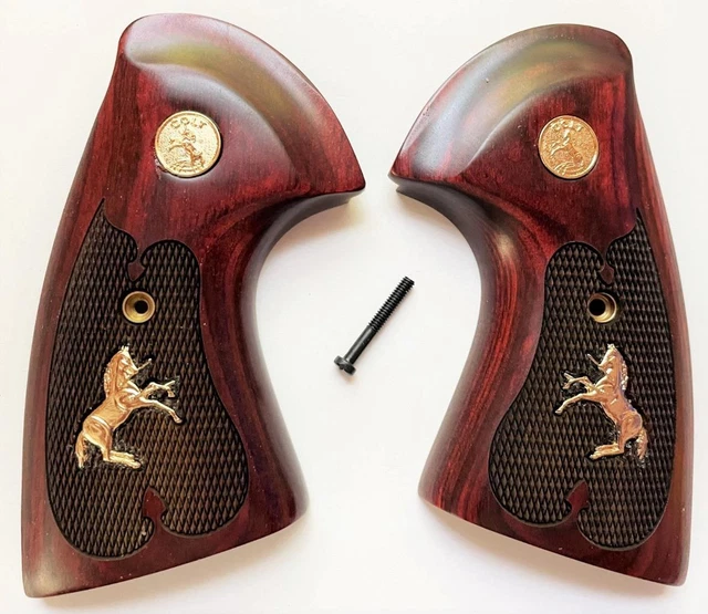 COLT PYTHON GRIPS Python Anaconda 2021 Rosewood Checkered Gold Rampant ...