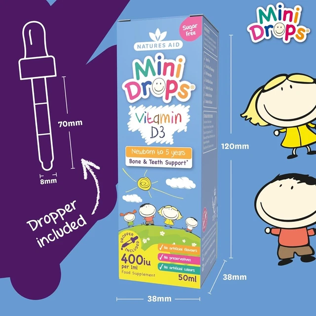 VITAMIN D3 MINI Drops for Infants and Children, Sugar Free, 50ml £10.80 ...