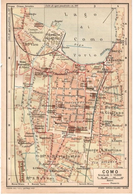 CARTA GEOGRAFICA ANTICA COMO MAPPA DELLA CITTA' 1916 Antique map EUR 14 ...