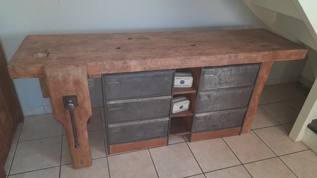 ANCIEN ÉTABLI DE menuisier Style Industriel (Console Télé/meuble Salle De Bain). EUR 790,00 ...