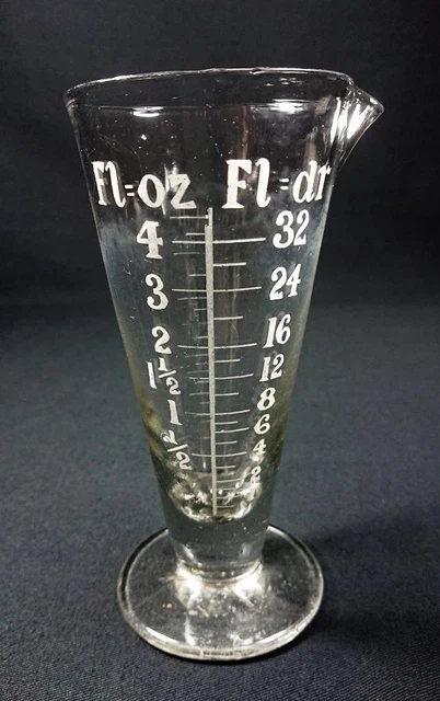 ANTIQUE GLASS DRAM/OUNCE Measuring Jug Barware/Apothecary Late 19thC £ ...