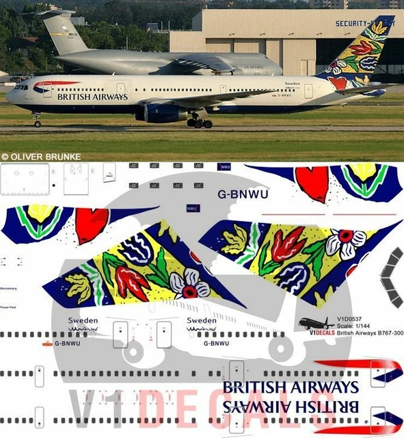 V1 DECALS BOEING 767-300 British Airways Blomsterang for 1/144 Zvezda ...