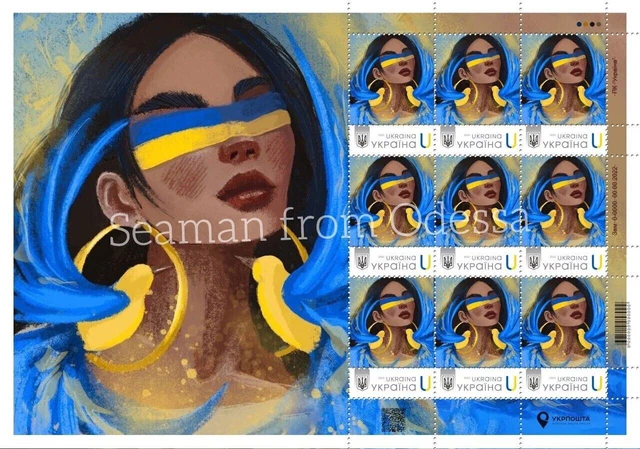 RARE STAMPS WAR in Ukraine 2025 "Ukrainian girl with a blue and yellow ...