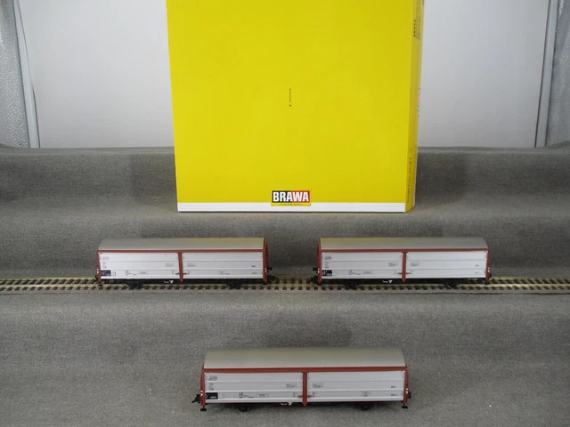 BRAWA SPUR H0 48950 Güterwagen Set 3-teilig Schiebewandwagen der DB in ...