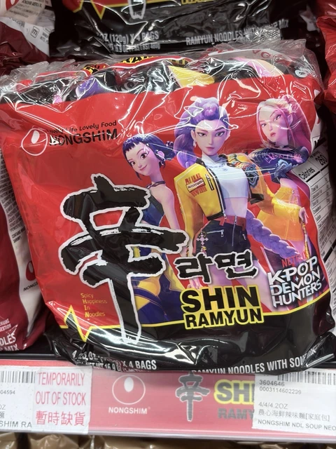KPOP DEMON HUNTERS Korean Shin Ramyun Ramen 4 Pack Huntrix Rumi Zoey ...